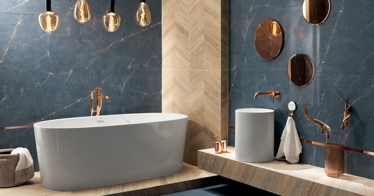 Płytki Chic Stone & Hass - grafitowe, drewnopodobne, do łazienki ...